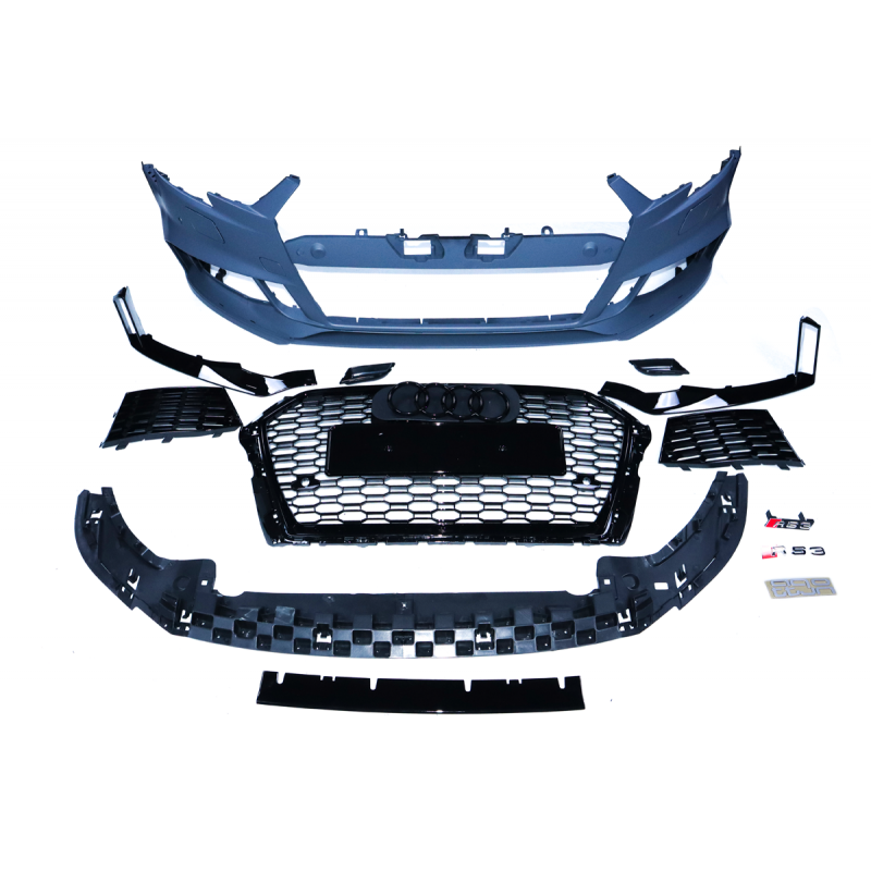 Audi A3 17+ 4D Sedan RS-Style Front Bumper W/Grille - Coated