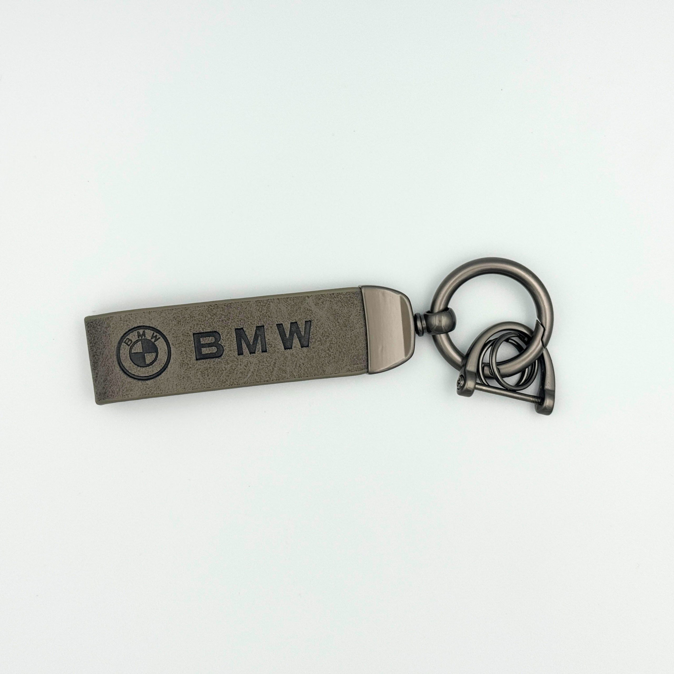BMW Genuine Leather Keychain Only (Grey) - Coated